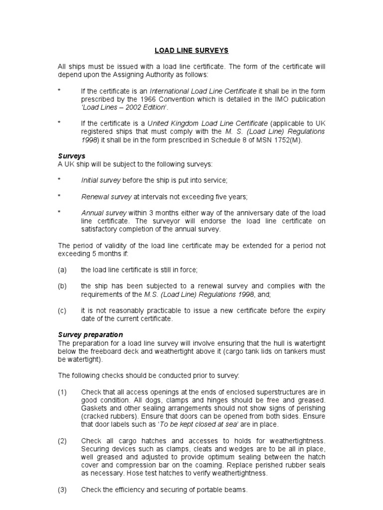 Load Line Surveys | PDF | Ships | Watercraft