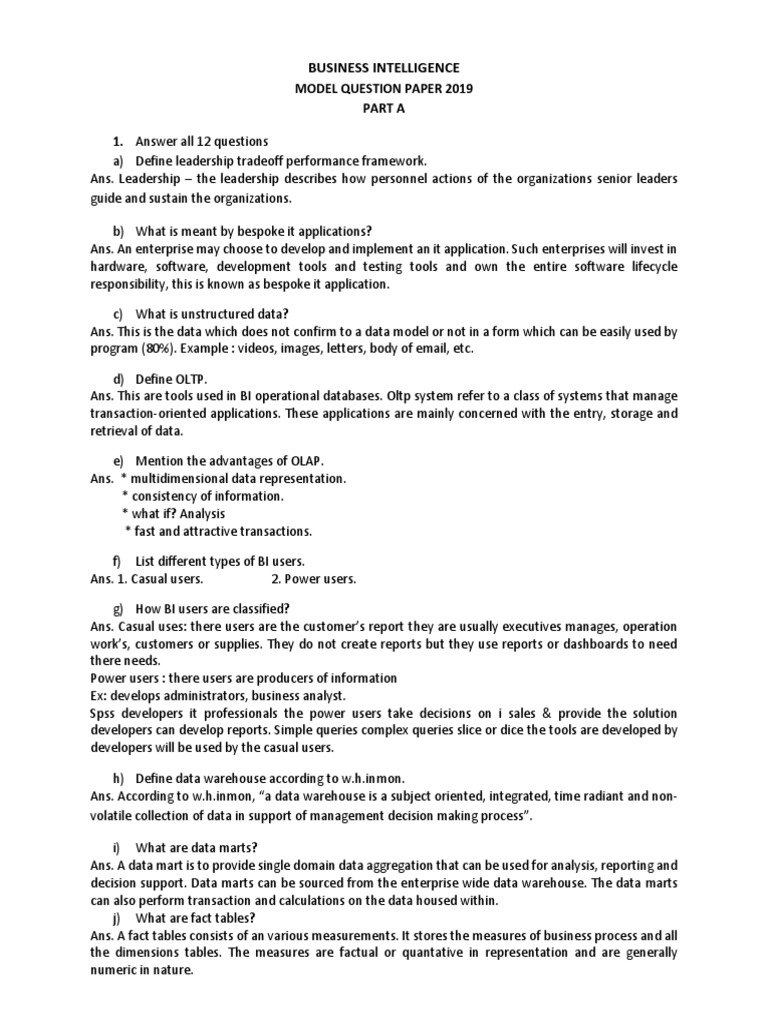 Model Question Paper 2019 Part A 1. Answer All 12 Questions | PDF ...