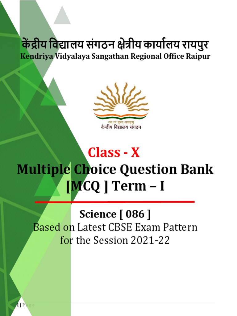 Multiple Choice Question Bank (MCQ) Term - I: Class - X | PDF | Acid ...