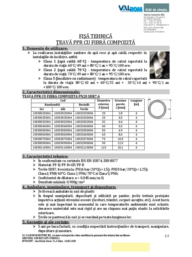 Fisa Tehnica - Teava PP | PDF
