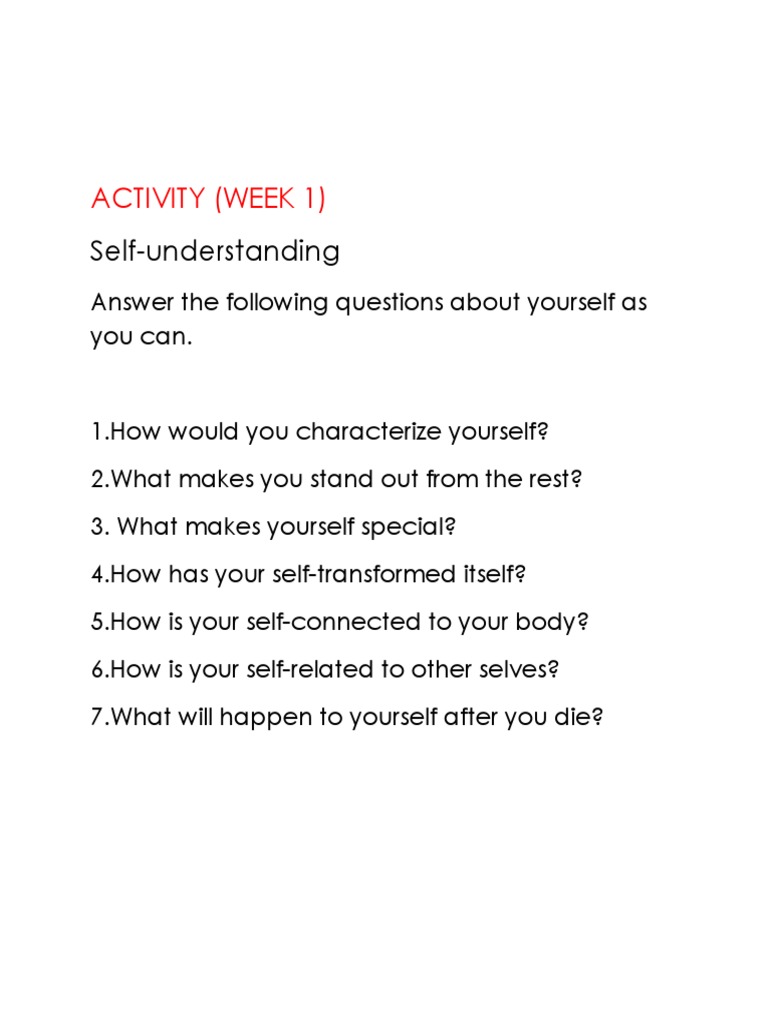 Exploring Self-Identity Through Introspective Questions | PDF
