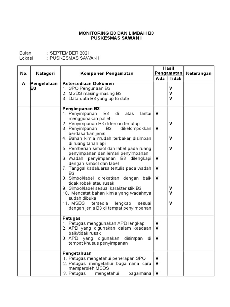 Form Monitoring B3 Dan Limbah B3 | PDF