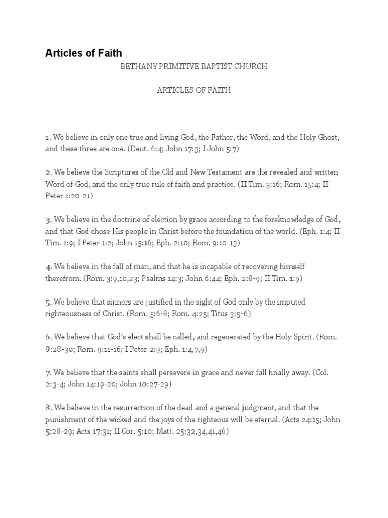 Articles of Faith | PDF | Baptism | Grace In Christianity