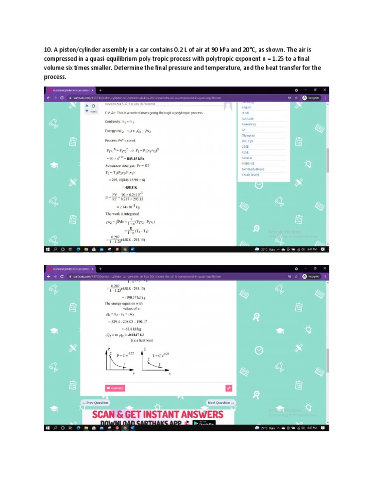 Pset 1 Combustion | PDF | Piston | Heat