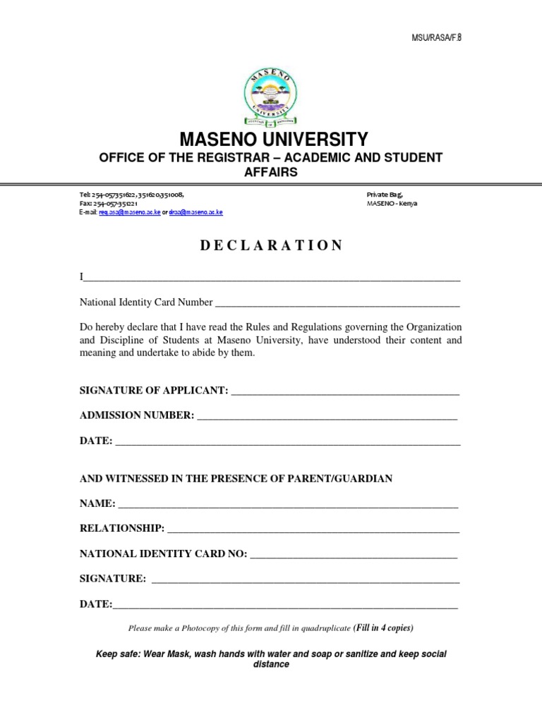 Students Declaration Form | PDF