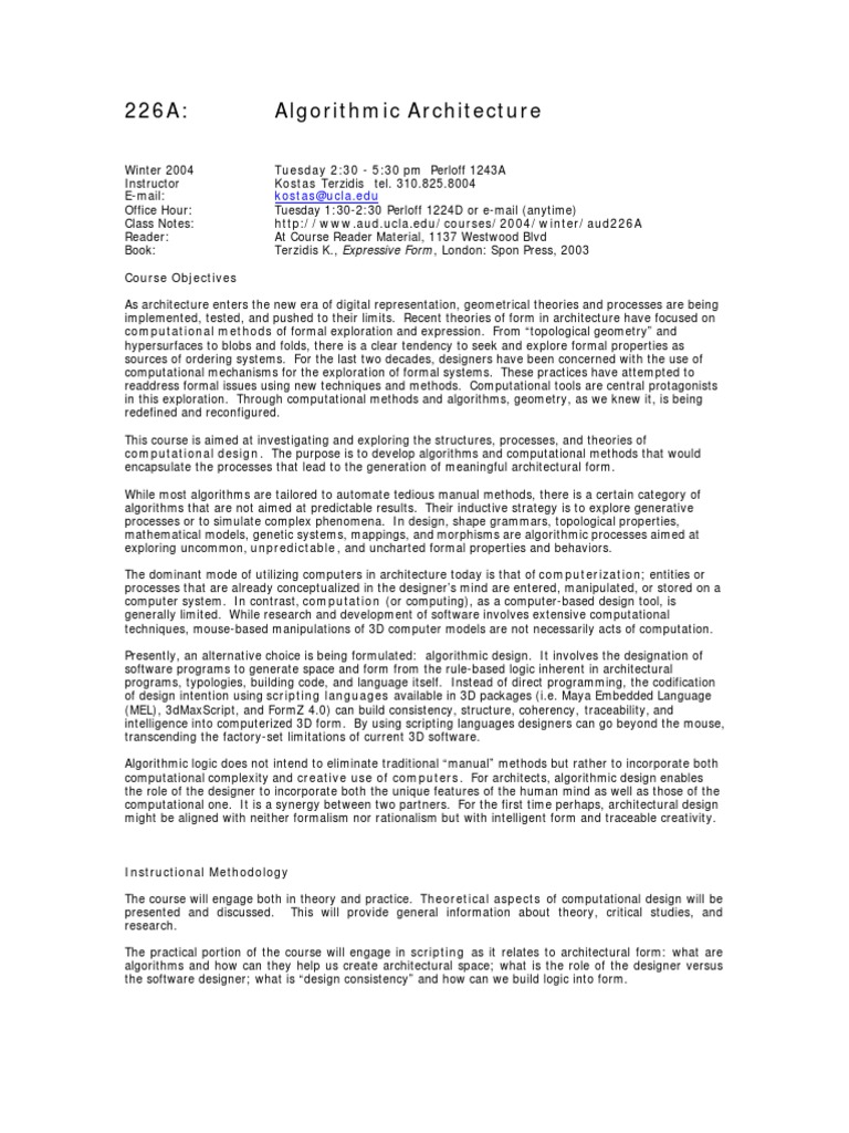 Algorithmic Architecture Pdf Algorithms Design