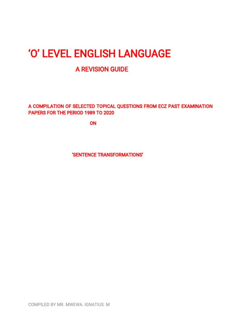 O Level Revision Guide Rewrites | PDF