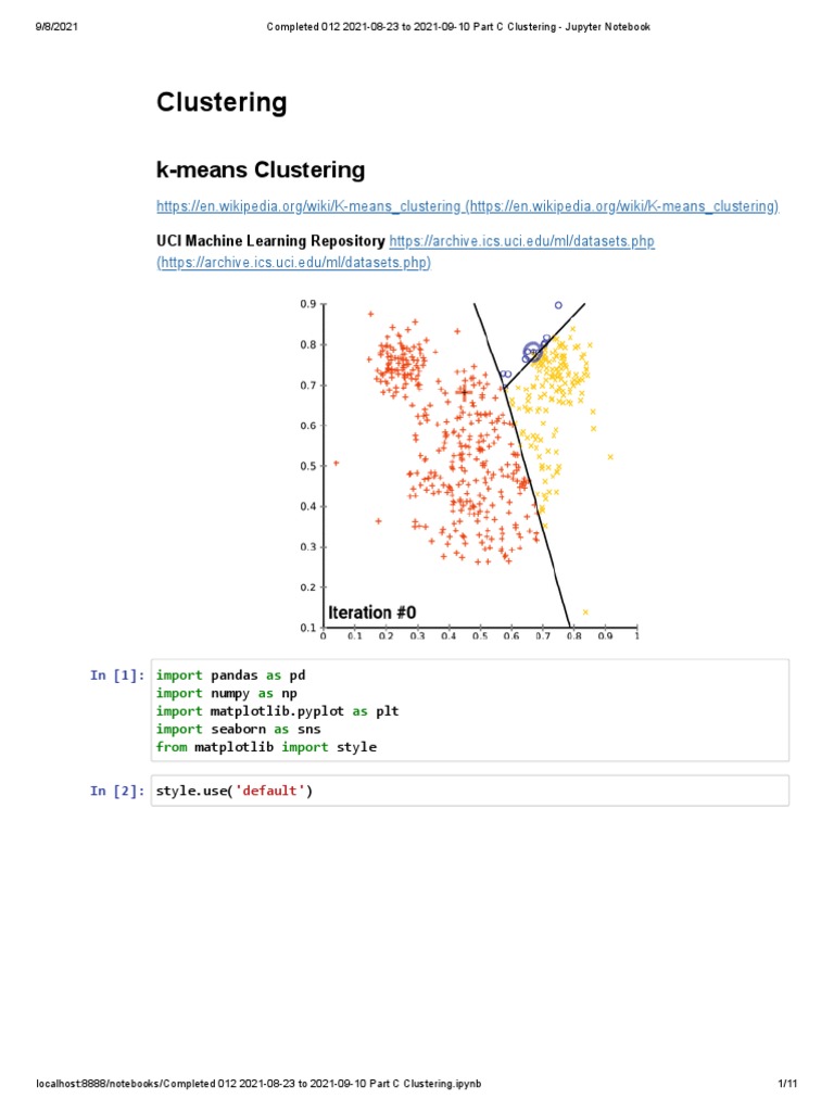 Clustering Jupyter Notebook Pdf Cluster Analysis Algorithms 
