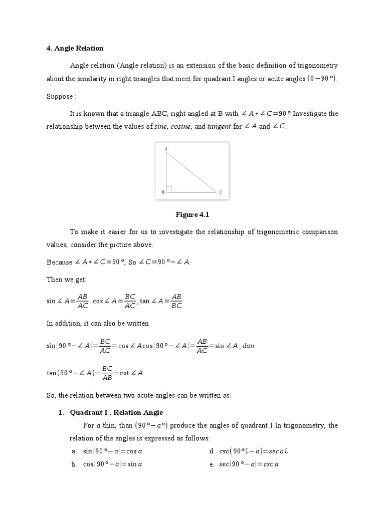Trigonometric Angle Relationships and Identities | PDF | Trigonometric ...