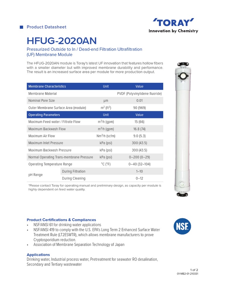HFUG-2020AN: Pressurized Outside To in / Dead-End Filtration ...