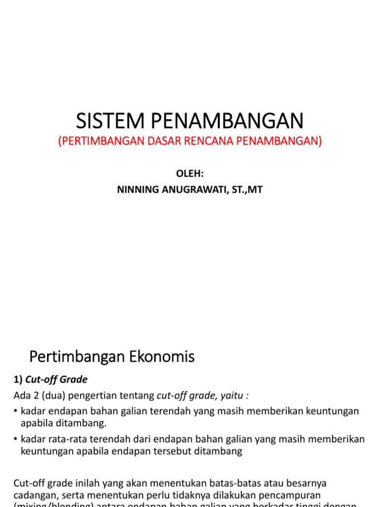 Layout Tambang dan Pertimbangan Ekonomis | PDF | Teknologi & Rekayasa
