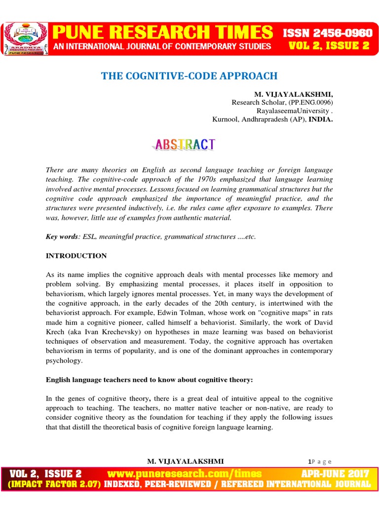 Cognitive-Code Approach | PDF | Learning | Language Education