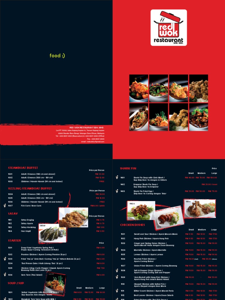 Red Wok Restaurant Menu & Prices | PDF