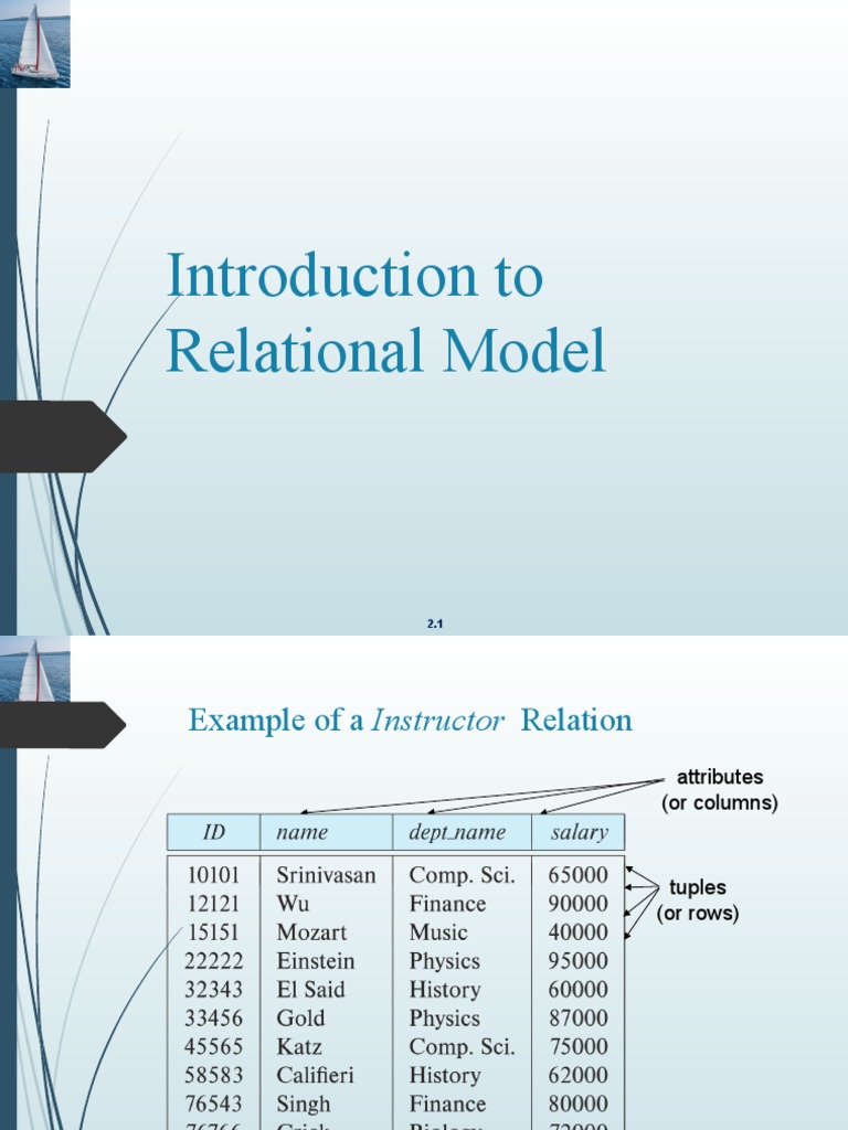 Introduction To Relational Model | PDF | Relational Model | Relational Database