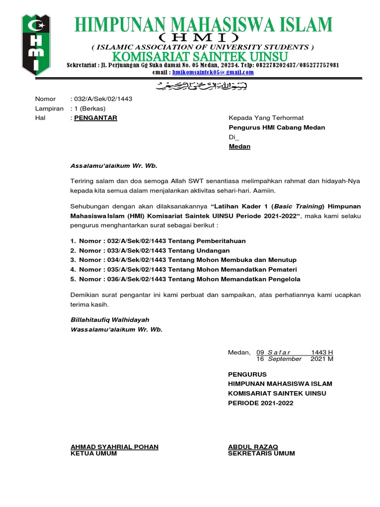 Surat LK1 HMI KOMS SAINTEK | PDF