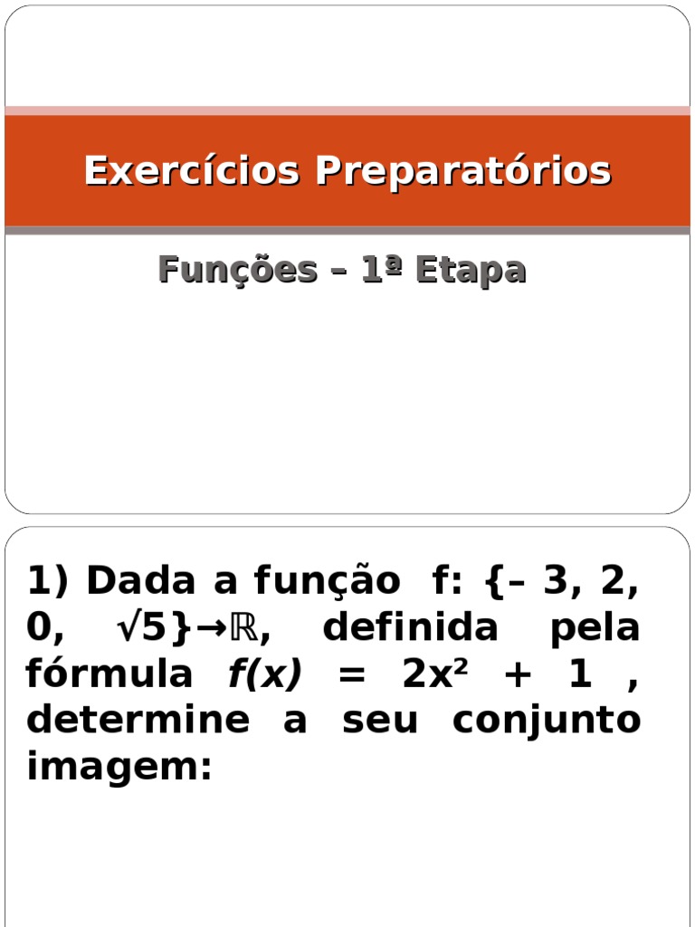 Exercicios Preparatorios Sobre Funcoes | PDF | Função (Matemática ...