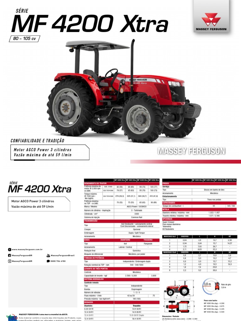 Trator - MF 4200 Xtra FV Fop Baixa | PDF | Tecnologia de veículos ...