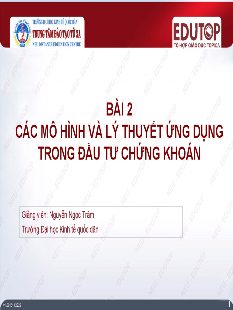 Bai Giang Phan Tich Va Dau Tu Chung Khoan Bai 2 2842 | PDF