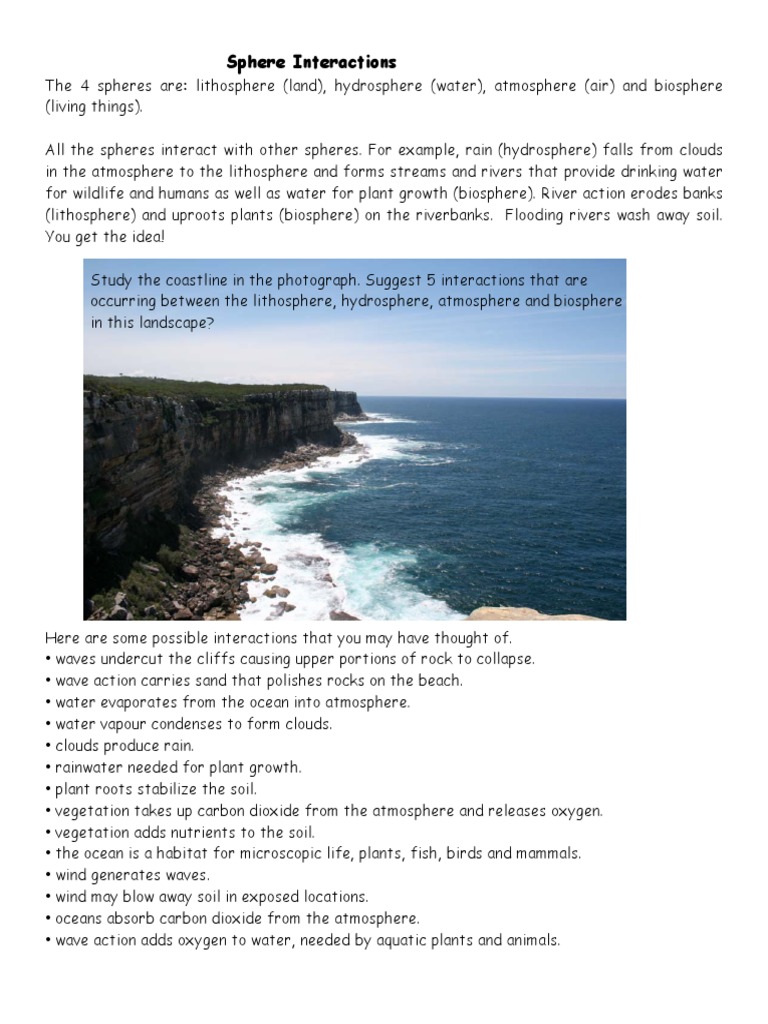 Interactions of Earth's Four Spheres | PDF | Social Science | Home & Garden