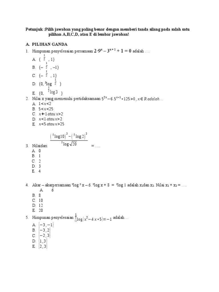 Latihan Soal UM Mat Minat 2021 | PDF
