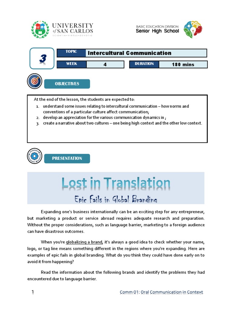 Module 3 Intercultural Communication | PDF | Communication | Cross ...