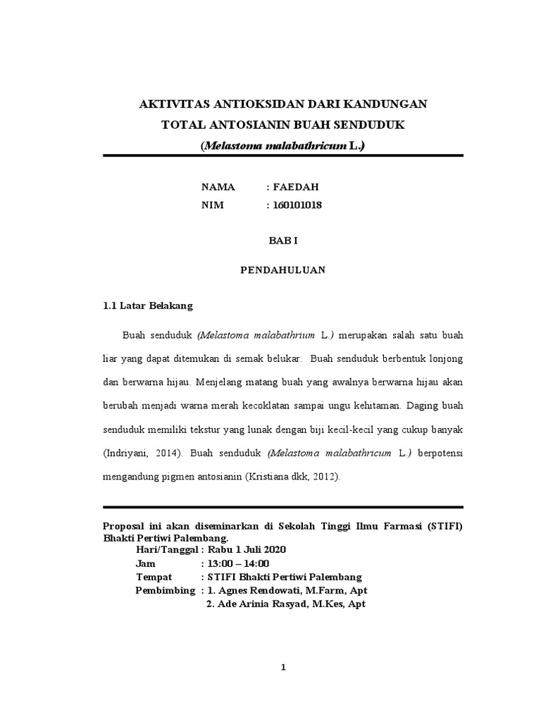 Proposal Buah Senduduk 1 | PDF