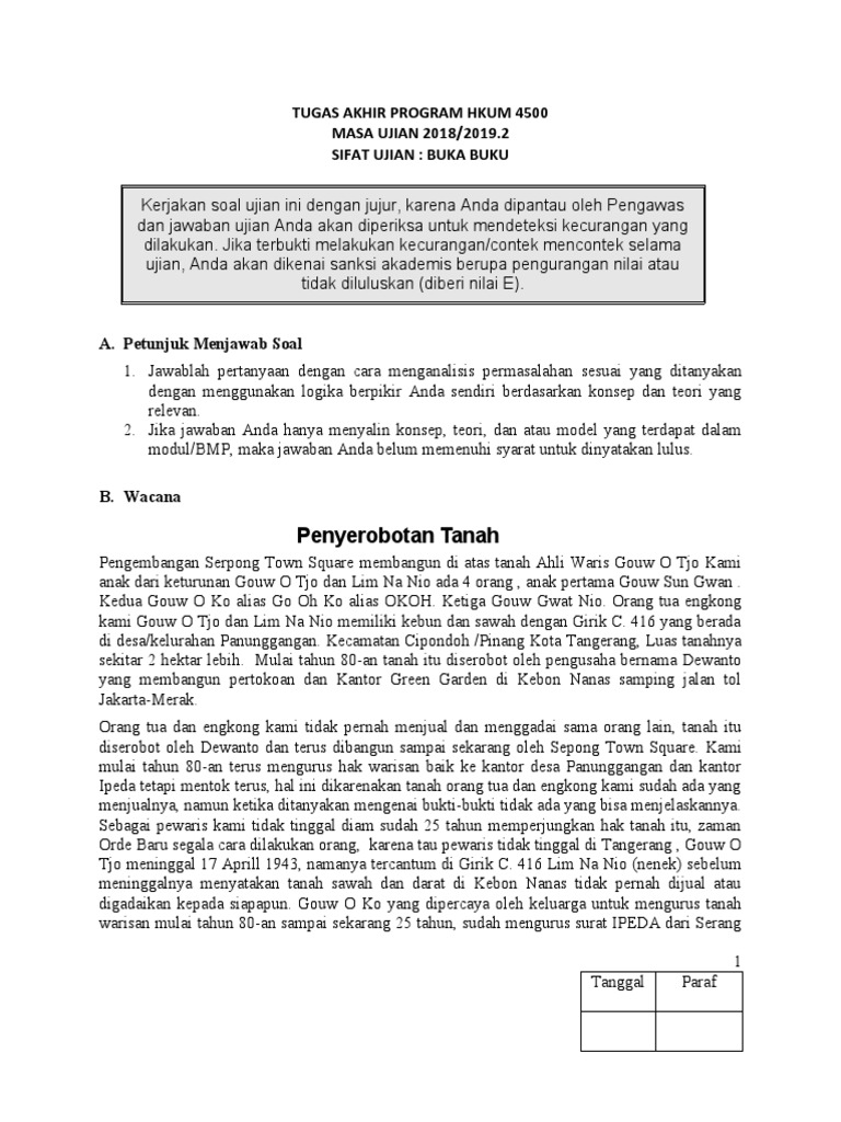 SOAL TAP HKUM4500-2019.1 (Daryono) | PDF