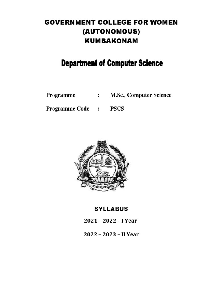 M.sc. Computer Science Syllabus - 2021-2022 Onwards | PDF | Cloud ...