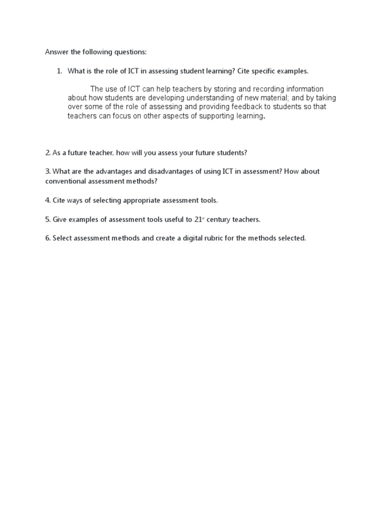 The Role of ICT in Student Assessment: Examples of Digital Tools and ...