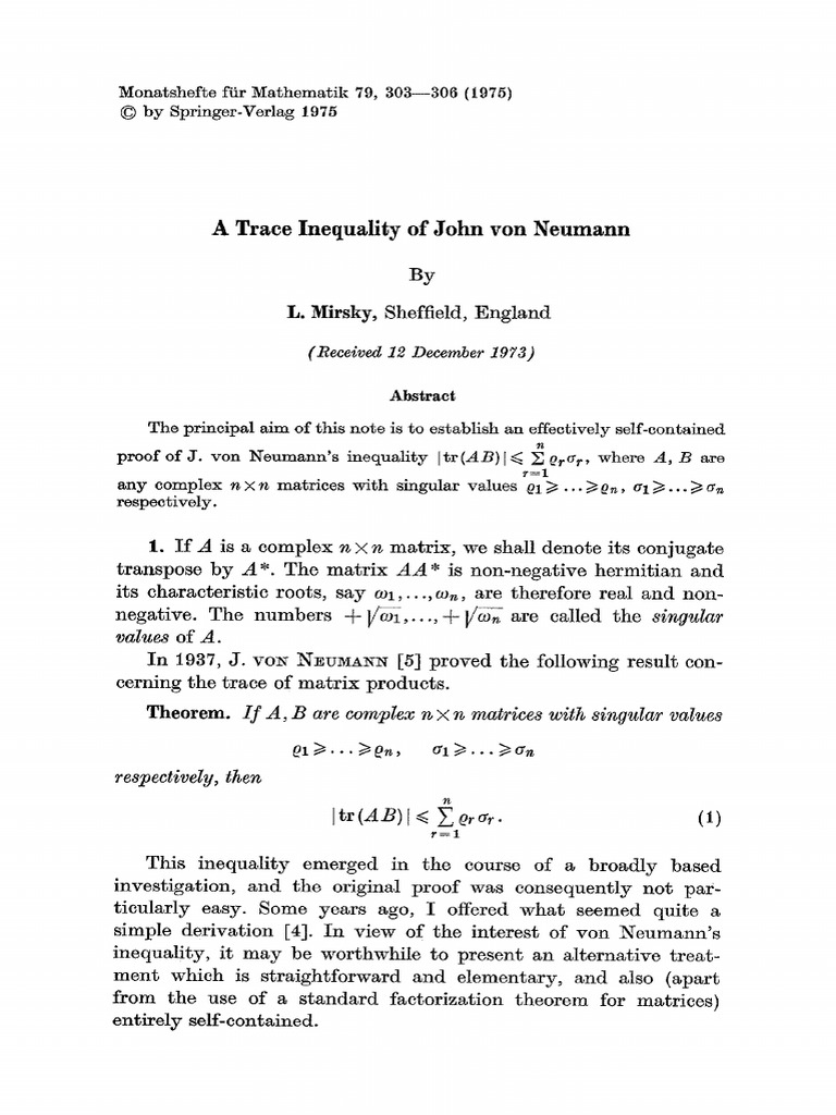 A Trace Inequality of John Yon Neumann: (Received 12 December 1973 ...