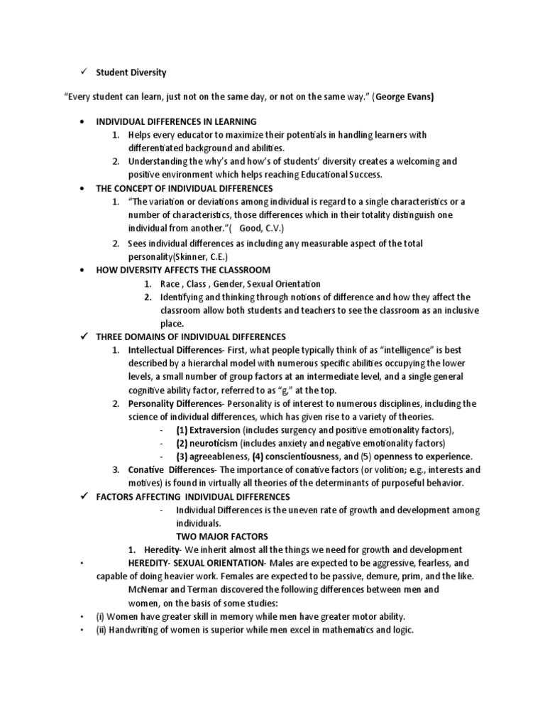 Student Diversity | PDF | Learning | Behavioural Sciences