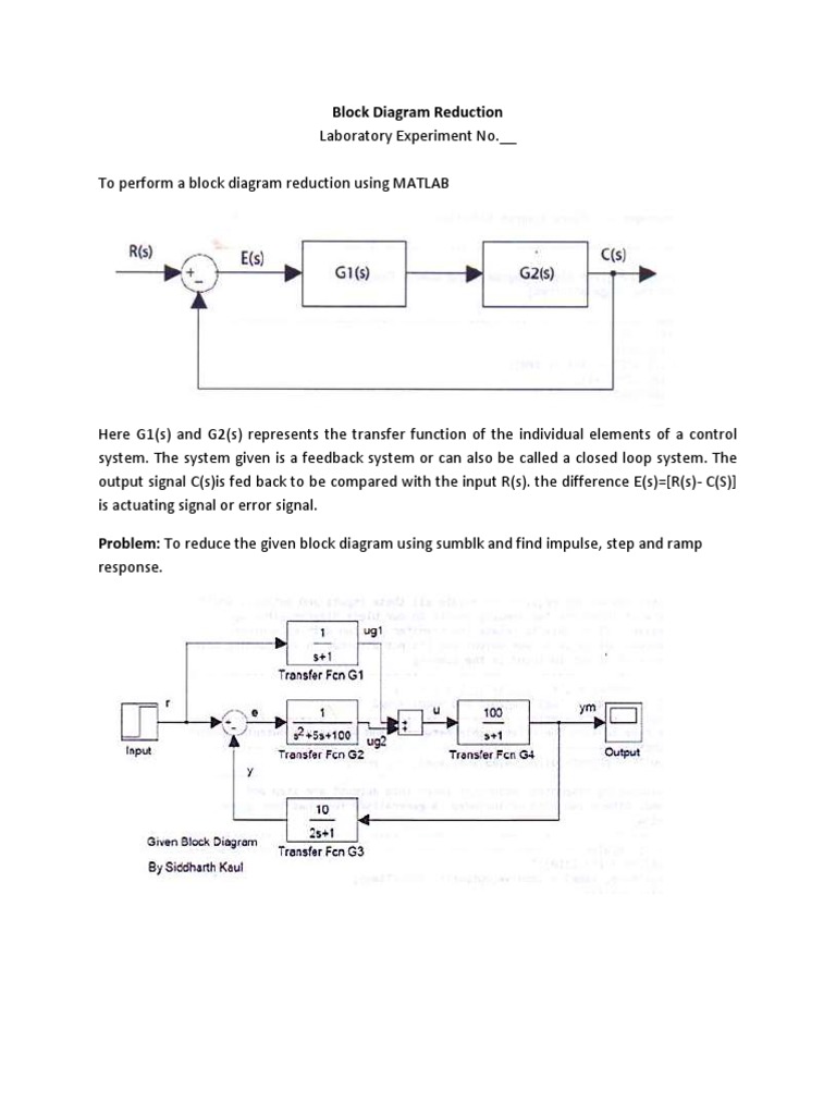 MATLAB Block Diagram Reduction Experiment | PDF | Feedback | Computing