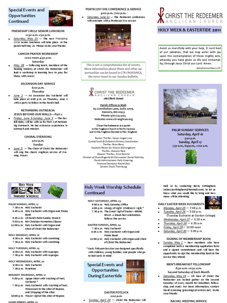 Holy Week and Easter Tide Brochure 2011 | PDF | Christian Worship And ...
