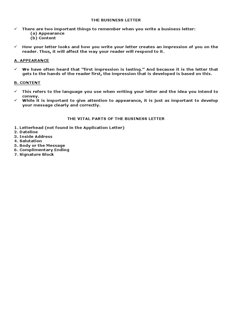 Key Components of a Business Letter | PDF | Human Communication ...