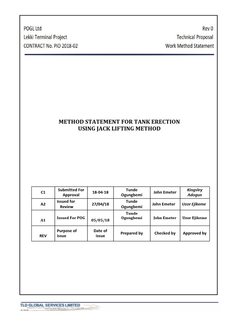 Method-Statement-For-Tank-Jack-Lifting Rev01 | PDF | Elevator ...