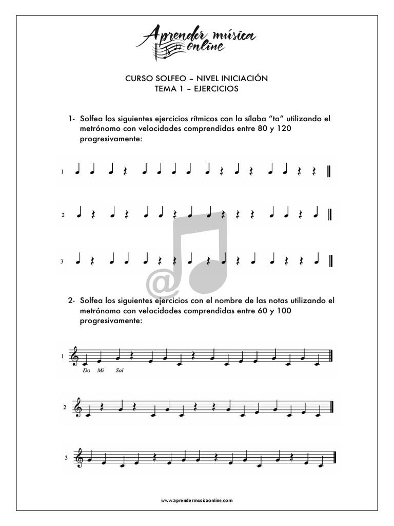 Solfeo Inicial Ejercicio 1 | PDF | Artes del lenguaje y disciplina