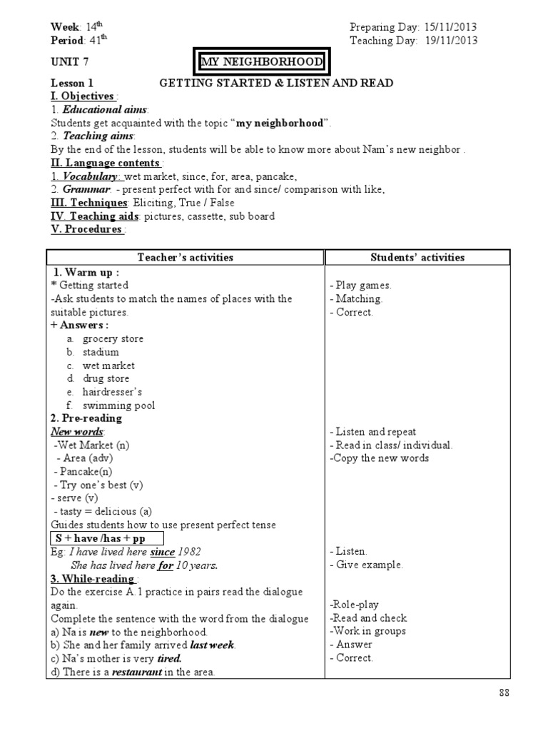 Unit 7 My Neighborhood | PDF | Vocabulary | Teachers