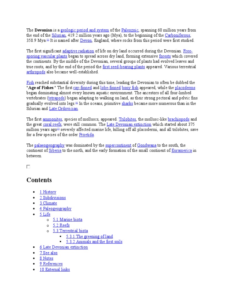 The Devonian Is A Geologic Period and System of The Paleozoic | PDF ...