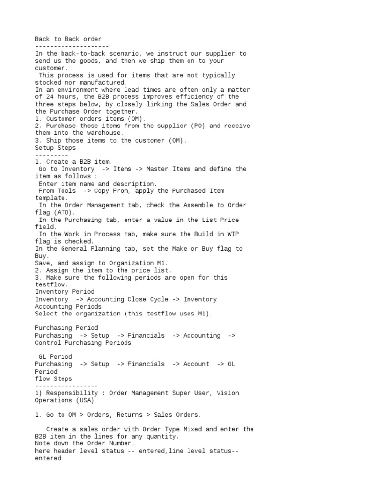 Back To Back Order Flow | Download Free PDF | Inventory | Receipt