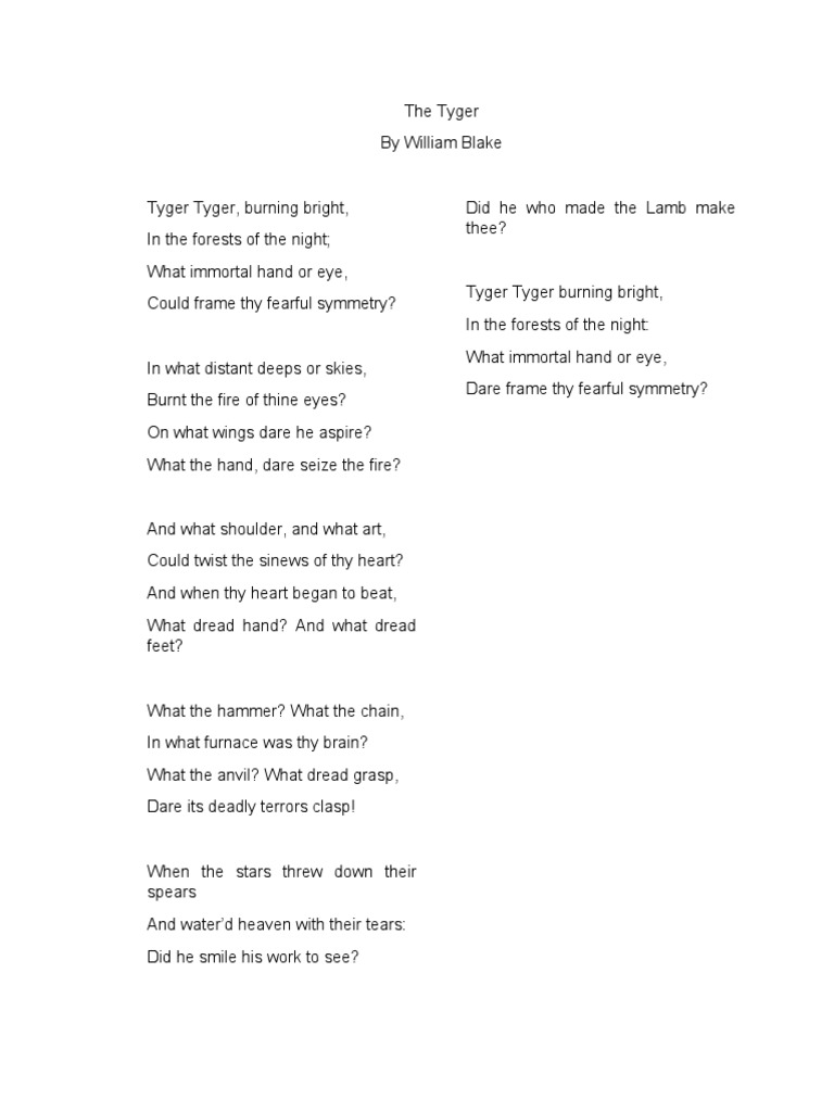 Collado The Tyger Analysis | PDF | Poetry
