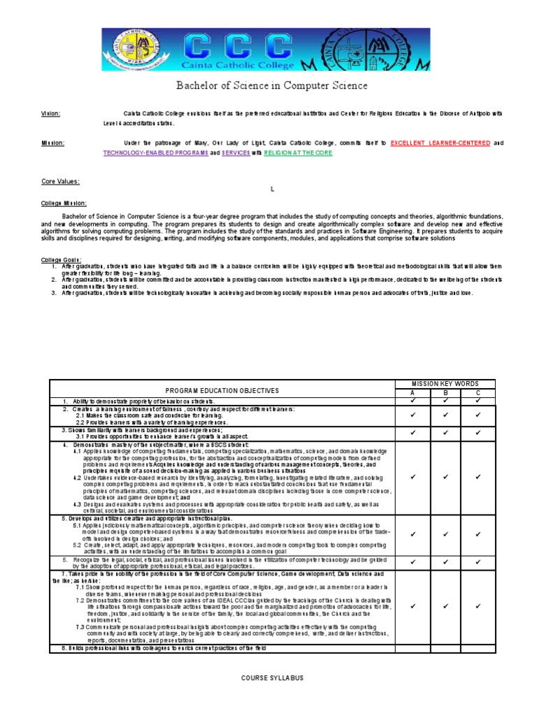 Purposive Com Obe Syllabus Bscs Pdf Science Computer Science 