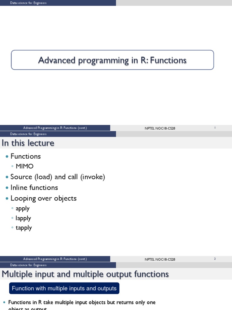 Lec8 Programming in R Functions | PDF | Matrix (Mathematics) | Function (Mathematics)