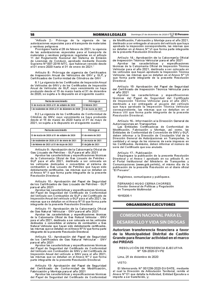 Cert - GLP-GNV Vigencia | PDF