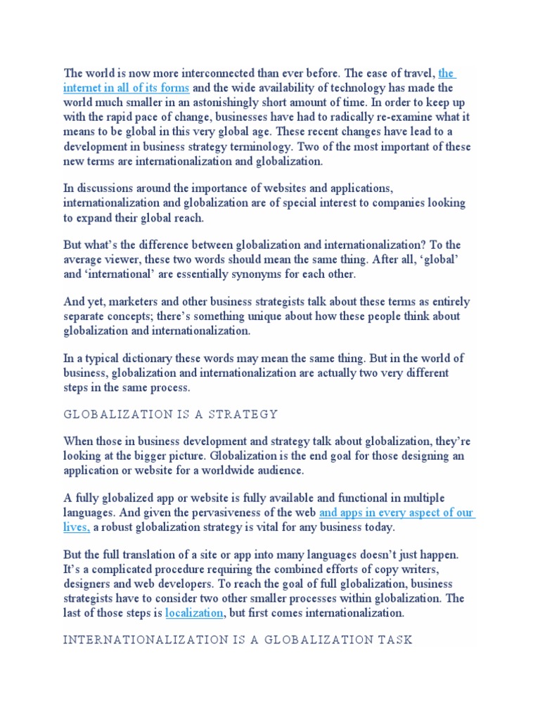 Globalization vs. Internationalization | PDF | Globalization | Trade