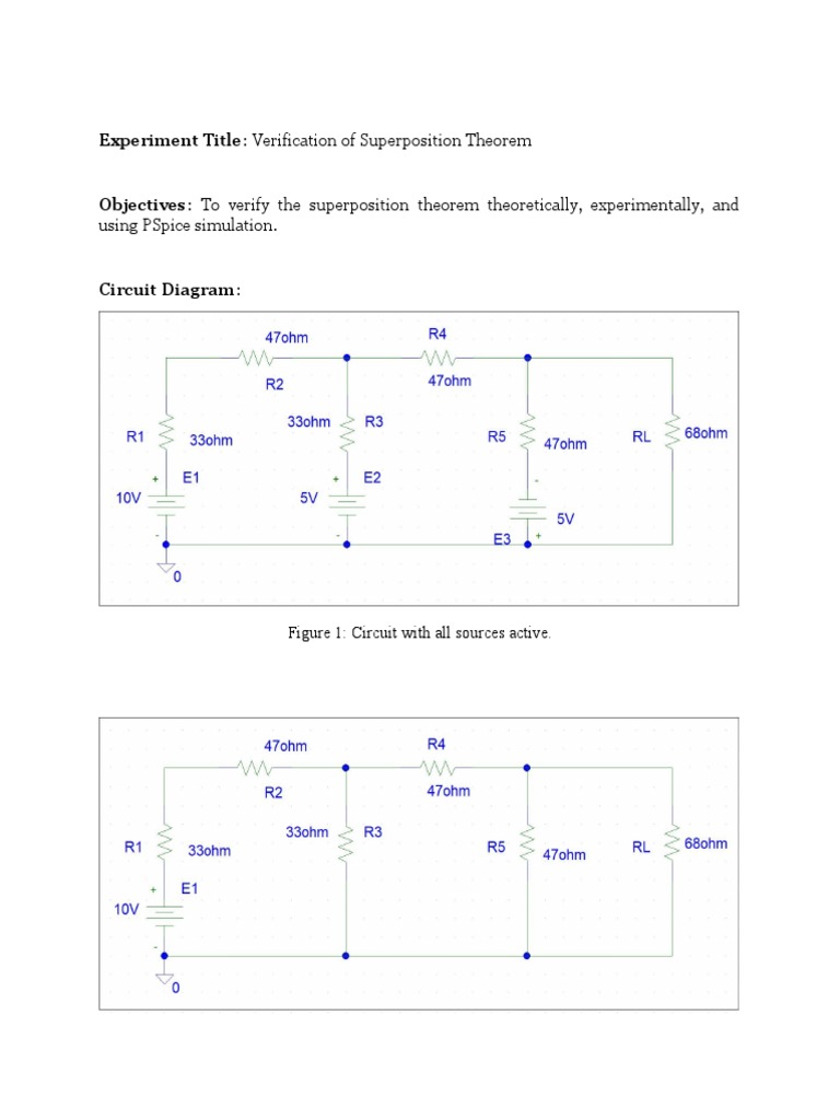 Experiment Title: Verification of Superposition Theorem: Using Pspice ...
