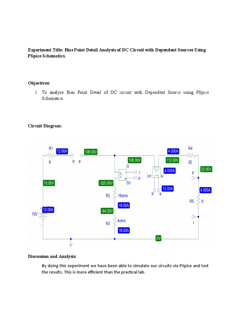 Bias Point Analysis in DC Circuits | PDF | Electromagnetism ...