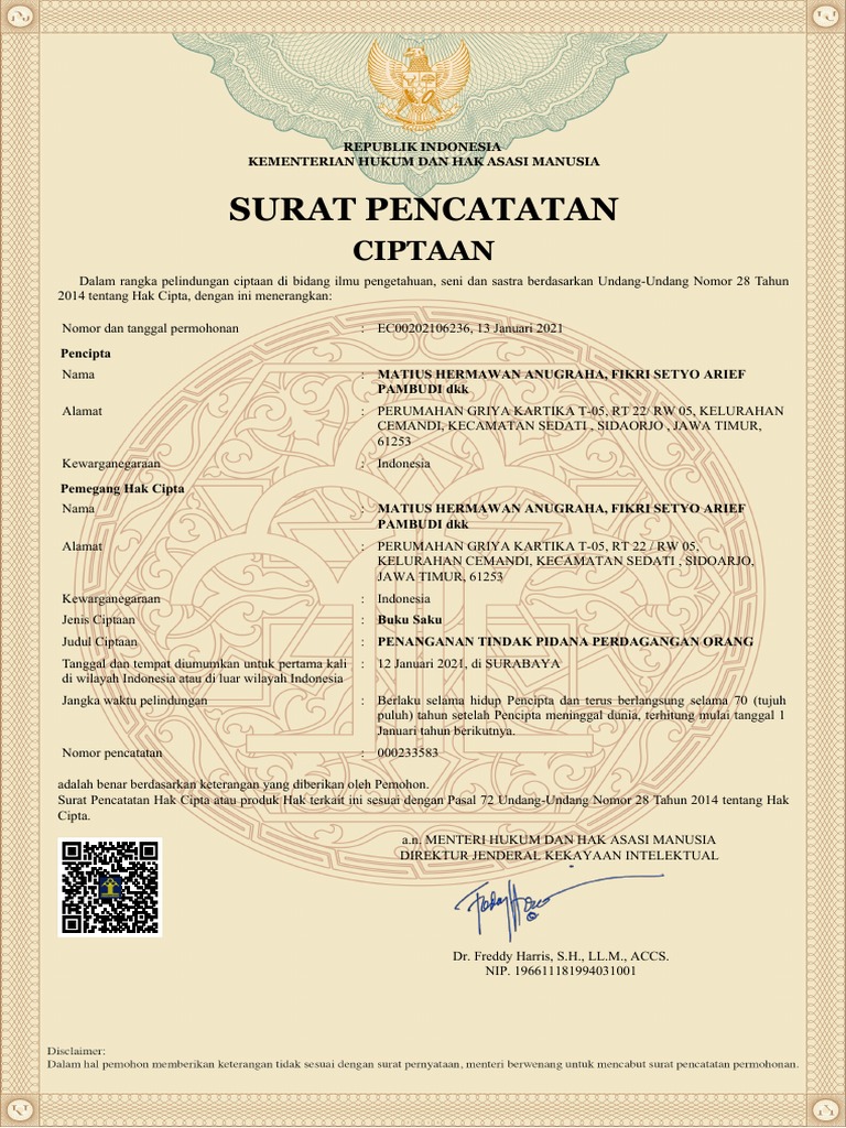Pencatatan Hak Cipta Buku Saku | PDF