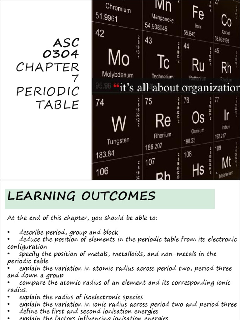 Asc0304 - Chapter 7 - Periodic Table | PDF | Ion | Ionic Bonding