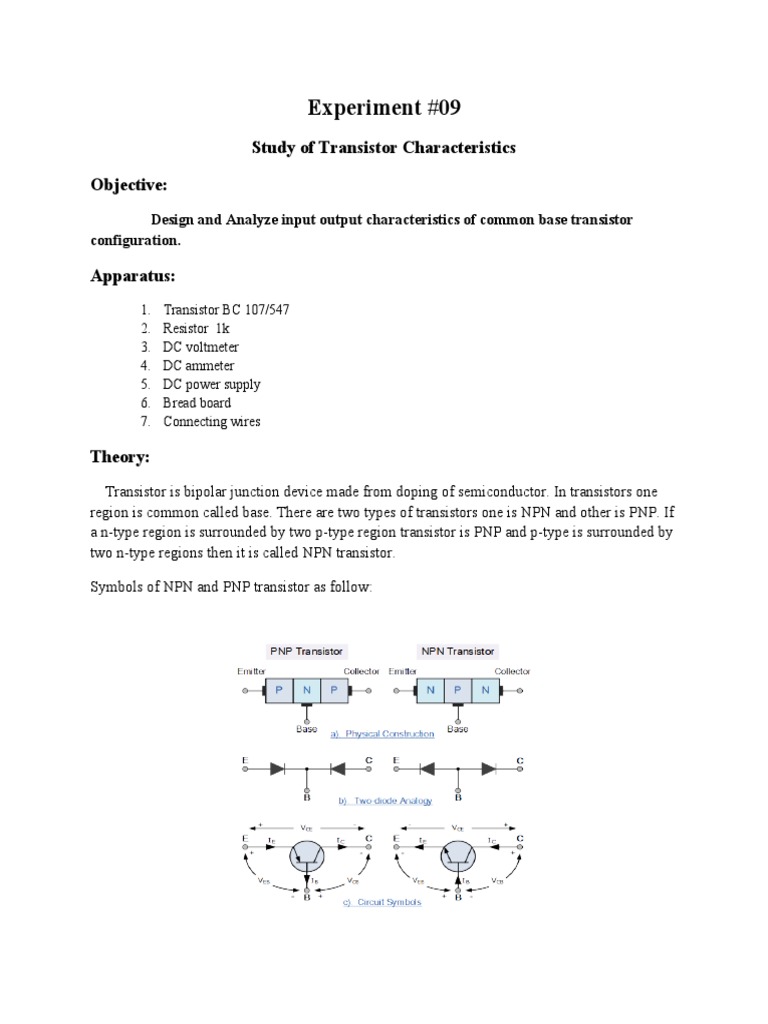 Experiment 9 BJT | PDF | Bipolar Junction Transistor | Transistor