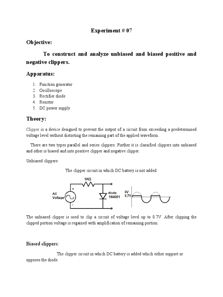 Experiment # 07 Objective: To Construct and Analyze Unbiased and Biased Positive and Negative ...